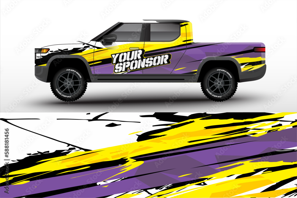 Pick up truck decal wrap design vector. Graphic modern abstract stripe ...