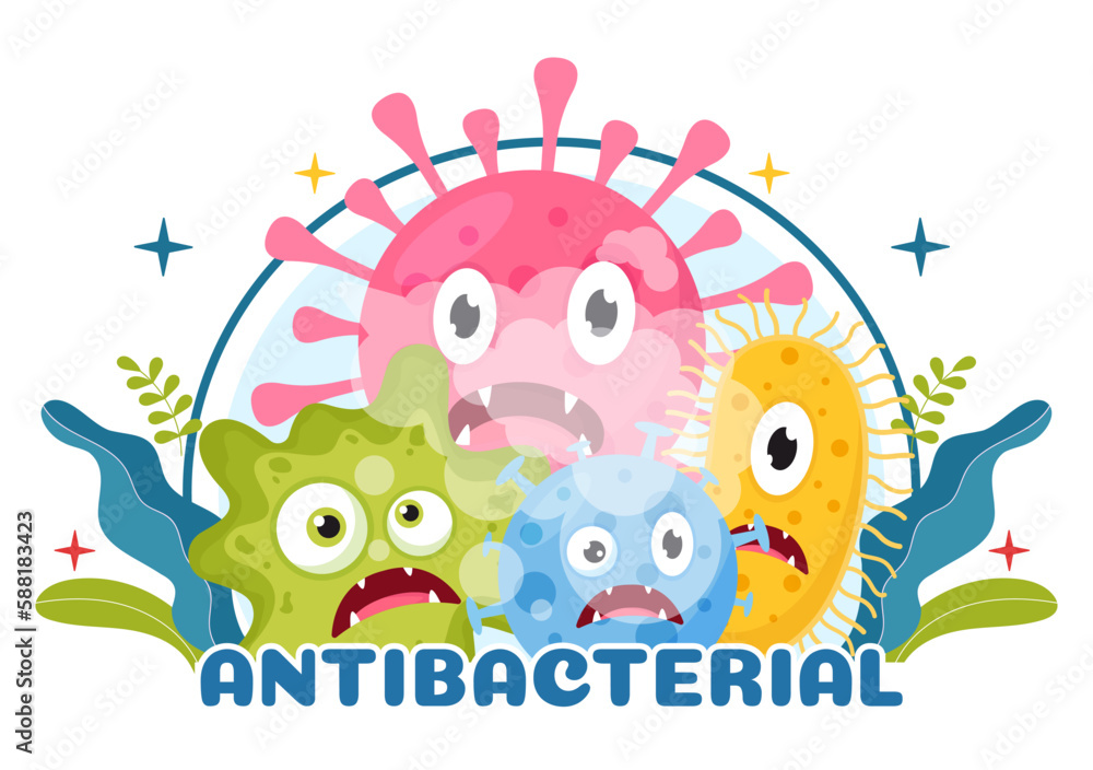 Antibacterial Illustration with Washing Hands, Virus Infection and ...