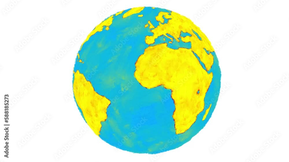 Earth globe smooth crayon drawing pulsing slow version. Cartoon ...