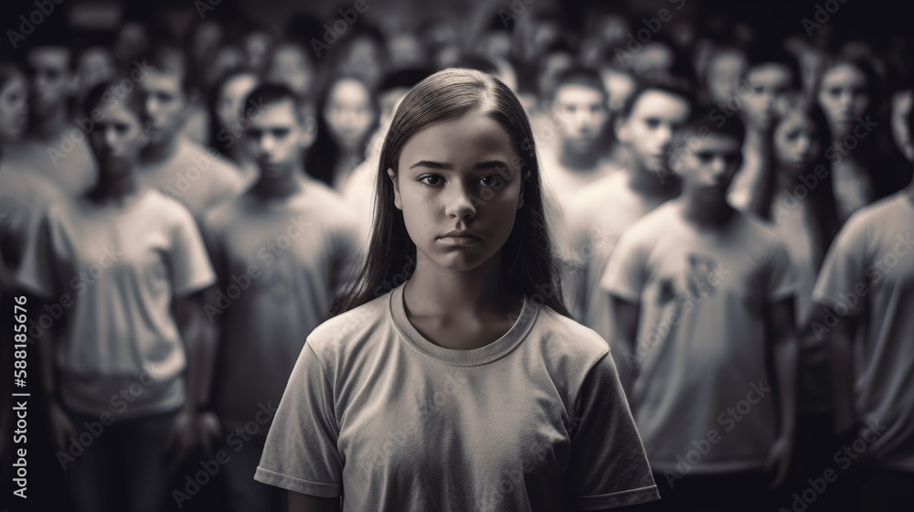 Powerful image of a student standing up to a group of bullies, with a ...