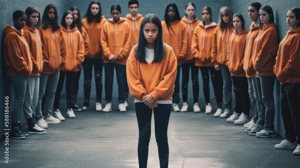 Powerful image of a student standing up to a group of bullies, with a ...