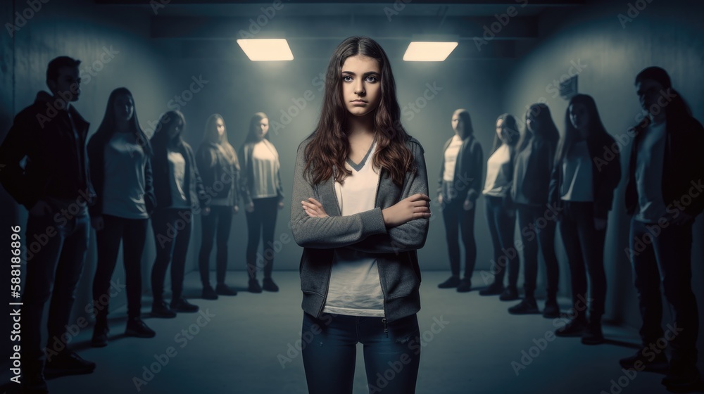 Powerful image of a student standing up to a group of bullies, with a ...
