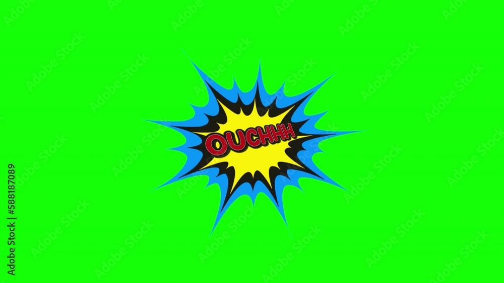 cartoon ouch Comic Bubble speech loop Animation video transparent ...