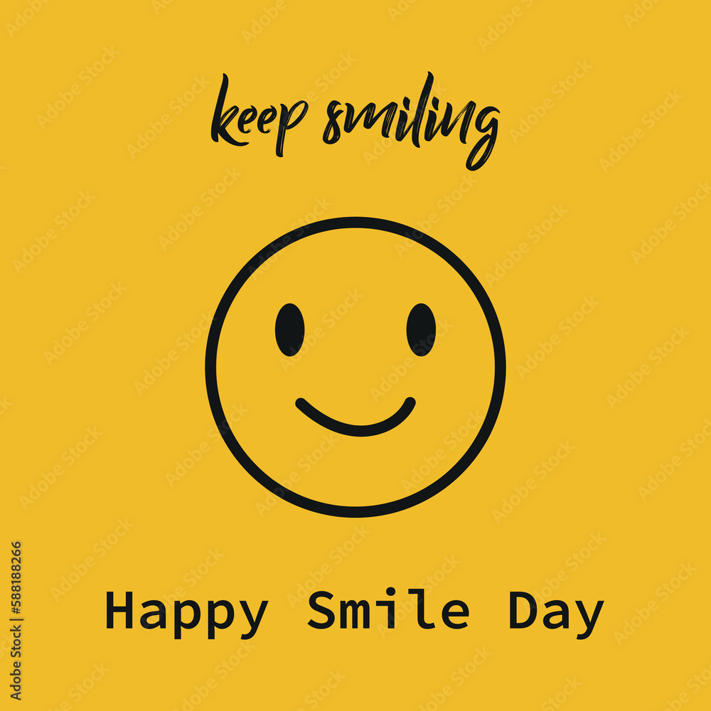 Happy world smile day banner. World smile day lettering with smile face ...