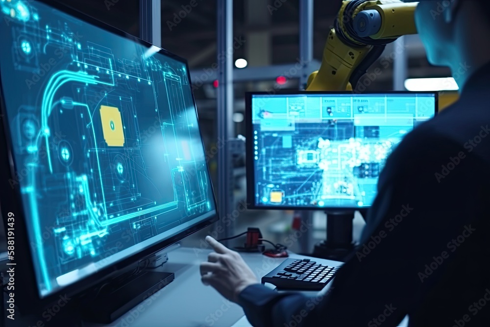Engineer Manager Monitors And Controls Robot Arm Automation In Smart Factories In Real Time