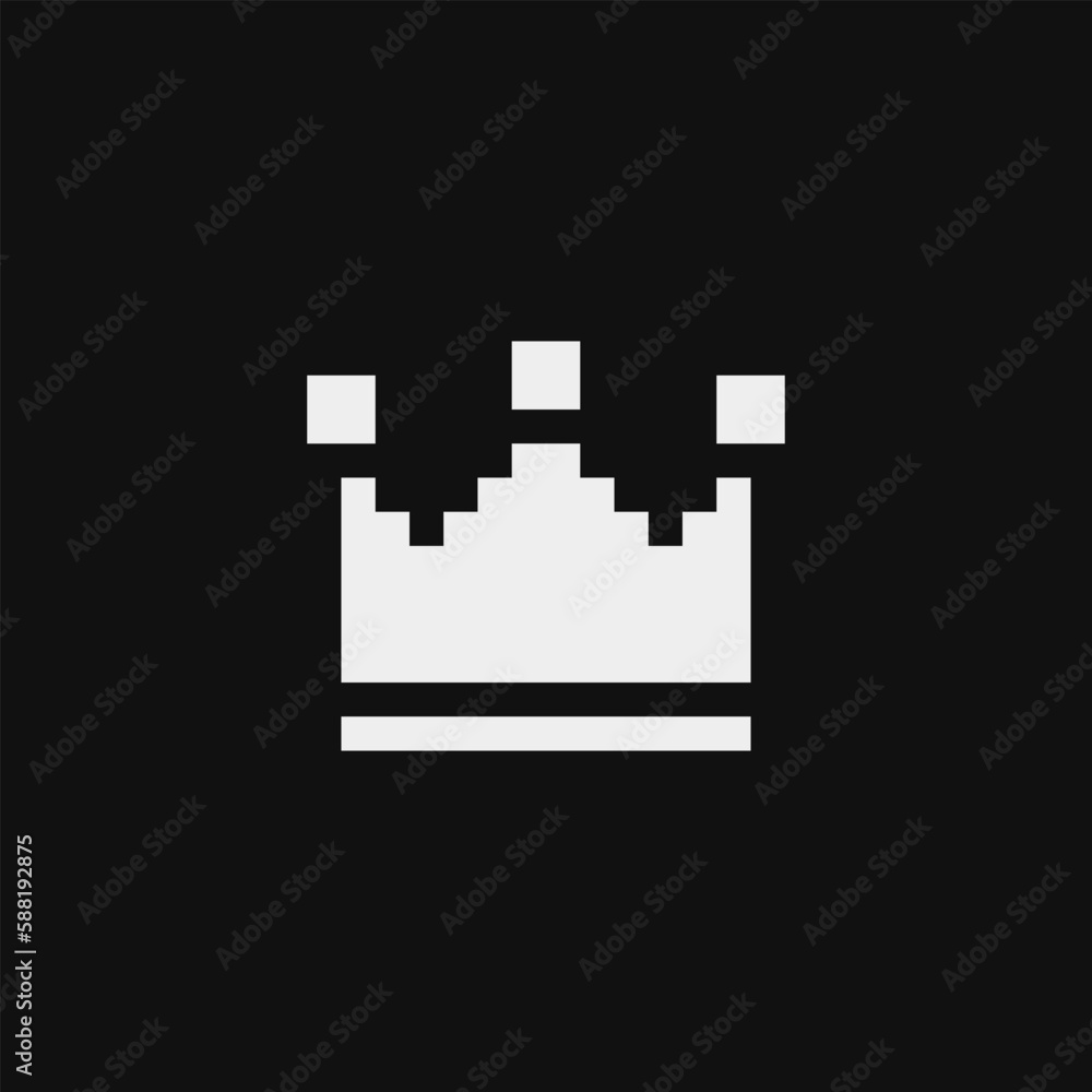 Vetor de Crown with jewel. Pixel art icon. Flat style. 8-bit. Sticker ...