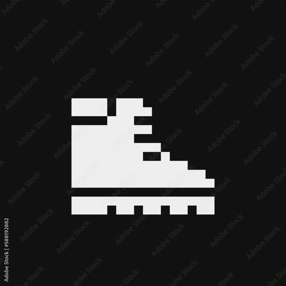 Shoes, hiking boot pixel art icon. Design for stickers, shoe store logo ...