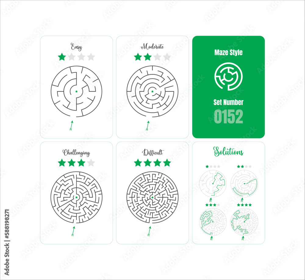 Set of 4 circular mazes for kids at varying levels of difficulty from ...