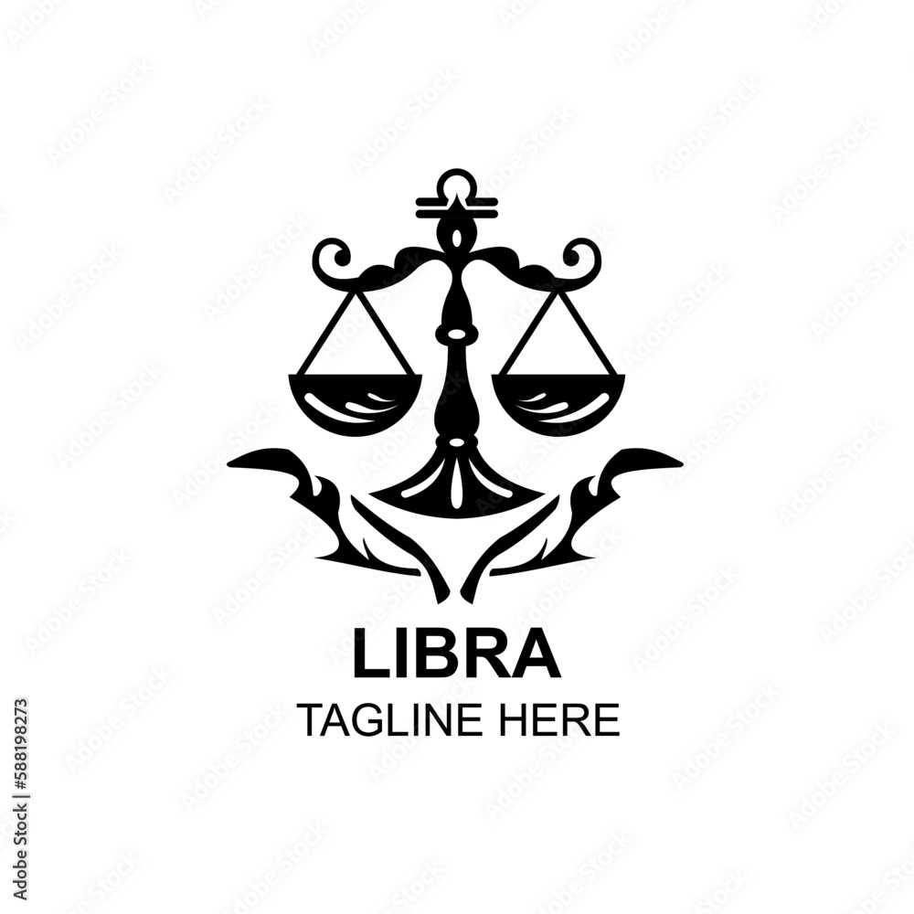 Zodiac libra horoscope astrology logo vector in black and white ...