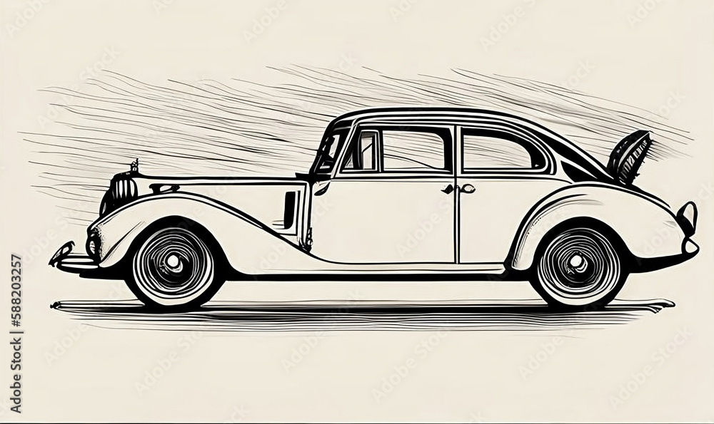 car drawing, car model, line art, sketch illustration. generative ai ...