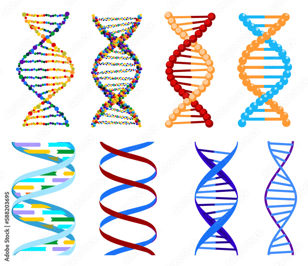 DNA, genetic sign, elements and icons collection. Pictogram of DNA set ...
