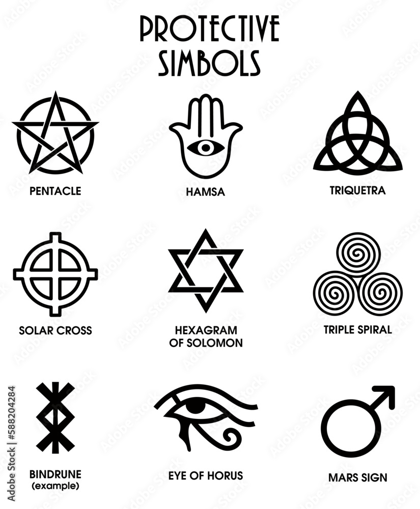 Ancient protective signs set. Symbolic tattoo design and meaning ...