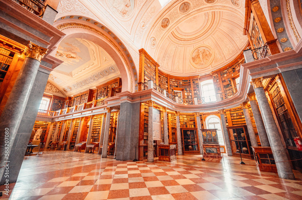 Pannonhalma Archabbey Hungary. Pannonhalma Abbey library interior in ...