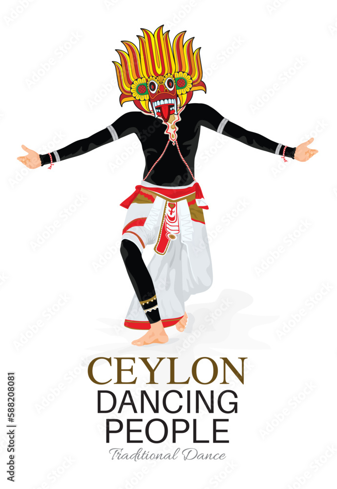 Sri Lankan Traditional Dance Vector Illustration Art Stock Vector ...