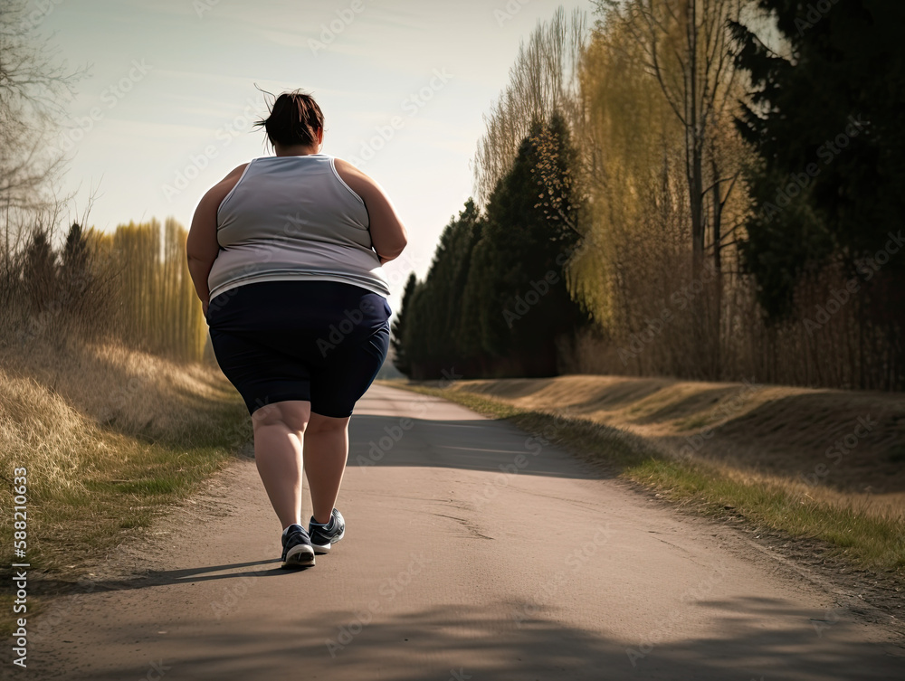 fat woman running, generated AI, generated, AI Stock Illustration ...