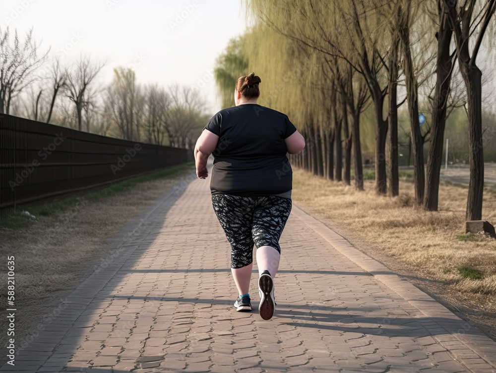 Obese woman exercising, generated AI, generated, AI Stock Illustration ...