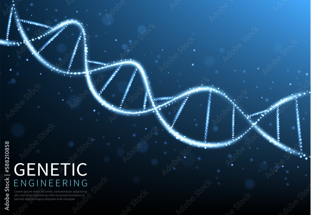 Glow DNA helix, cell or molecule genes abstract vector background of ...