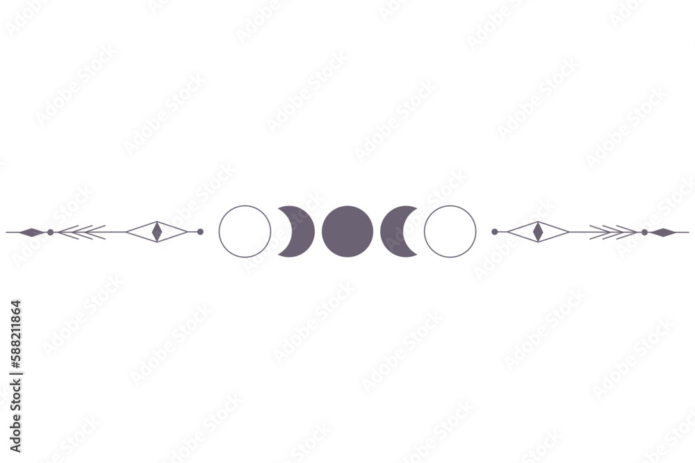 Vecteur Stock Moon Phases with celestial border isolated on white ...