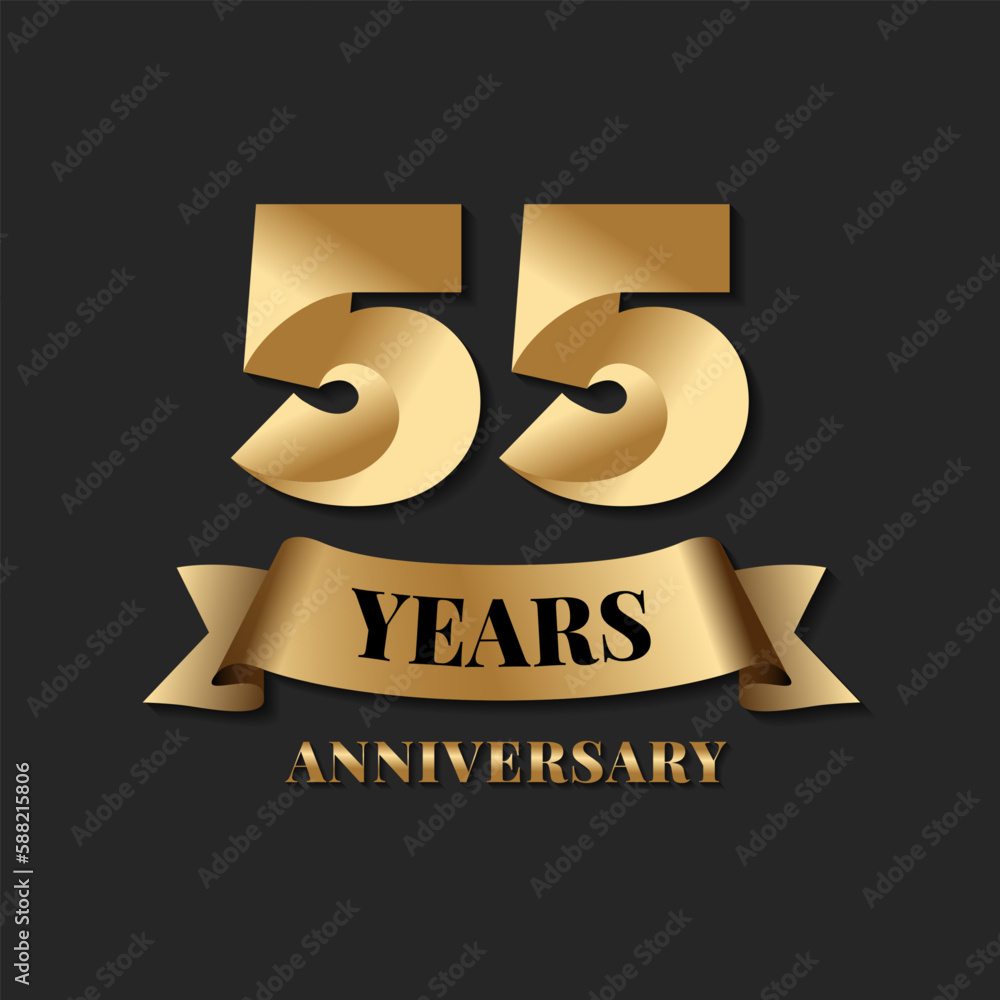 55th Anniversary logo with an elegant gold color scheme for the ...