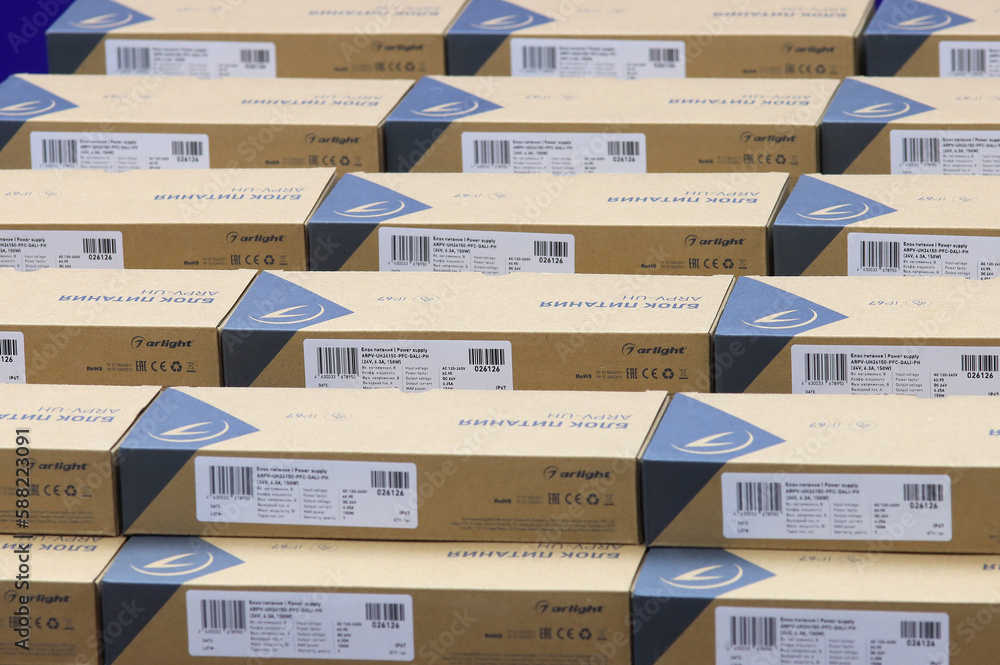 Power modules in a cardboard box.Power supply for LED strips with DALI ...