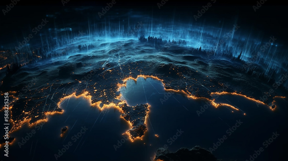 rised istanbul on dark world map with elevated countries and glowing ...