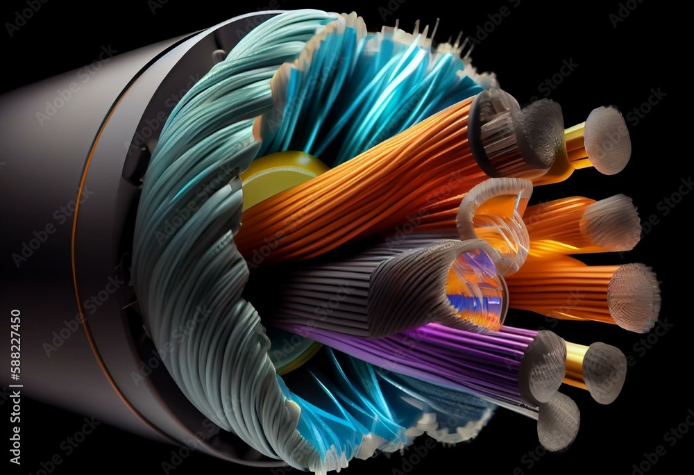 The concept of fiber optic cable isolated on white background. Future ...