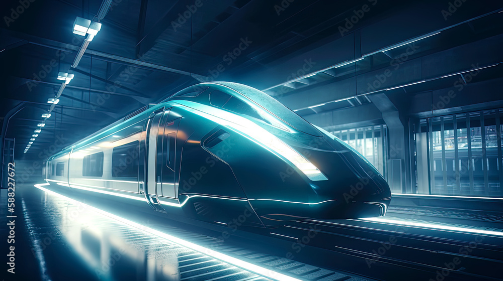 Futuristic concept design of speed train in underground station ...