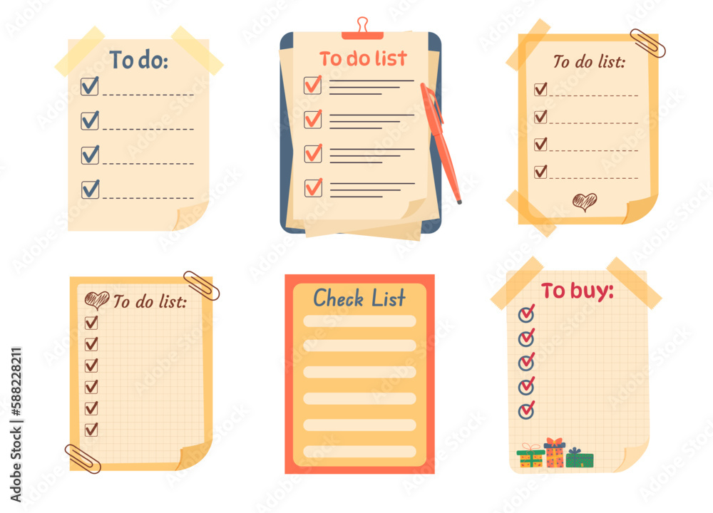 Set of planners, note paper, to do list, stickers templates. To do list ...