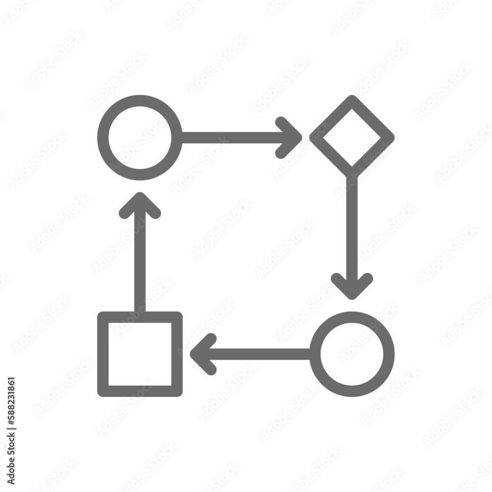 Workflow Teamwork and Management icon with black outline style. process ...