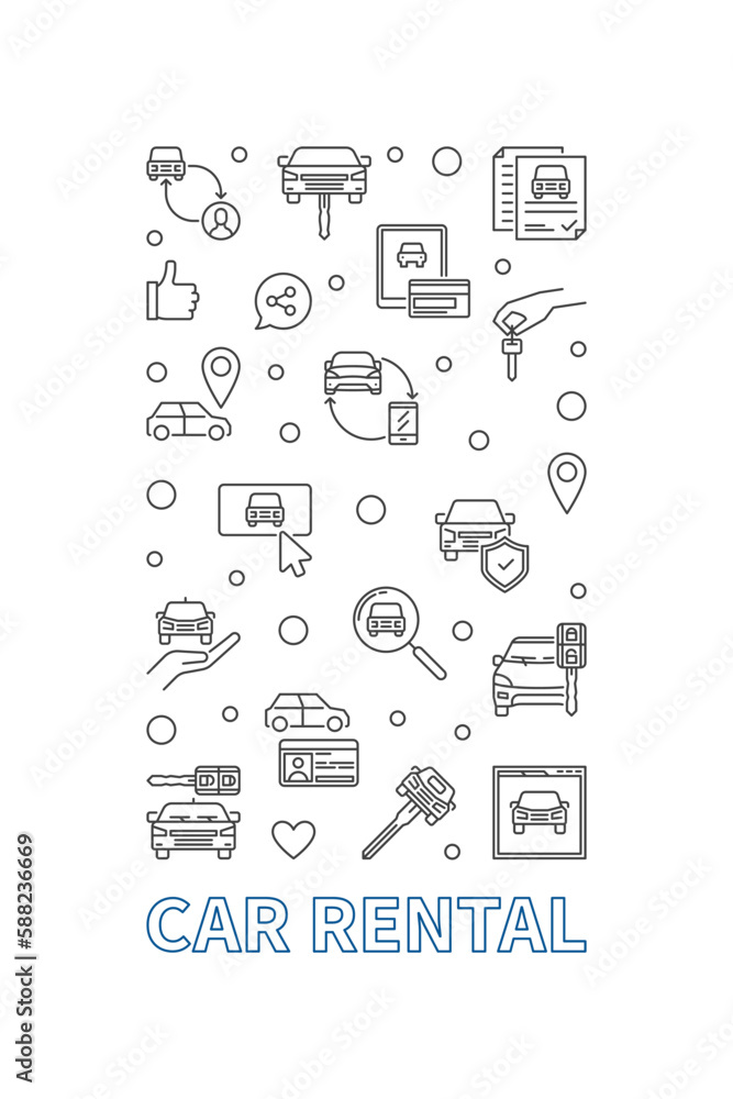 Car Rental concept vertical outline banner for Hire Agency Stock Vector ...