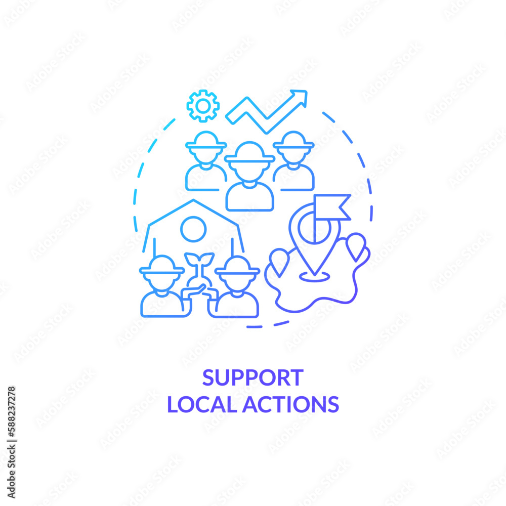 Support local actions blue gradient concept icon. Farming business ...