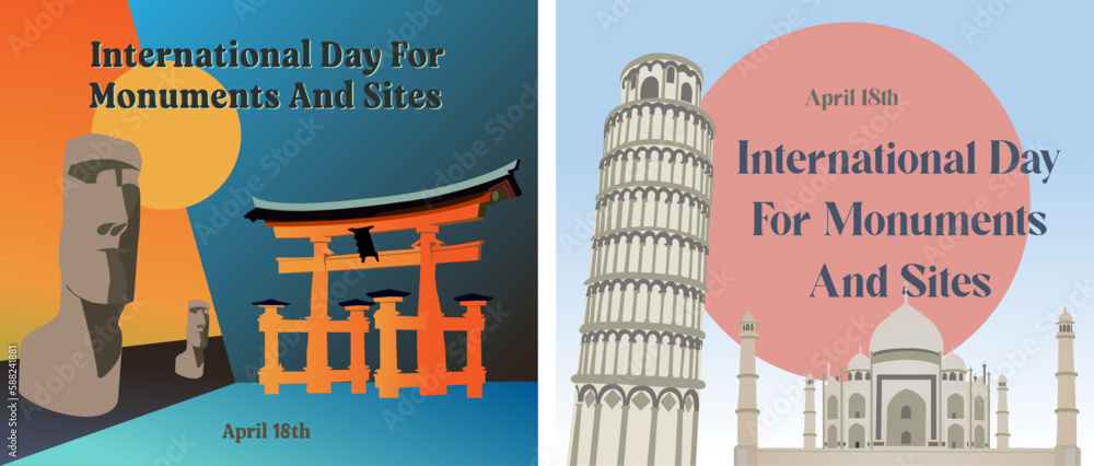 International Day for Monuments and Sites pack Stock Vector | Adobe Stock