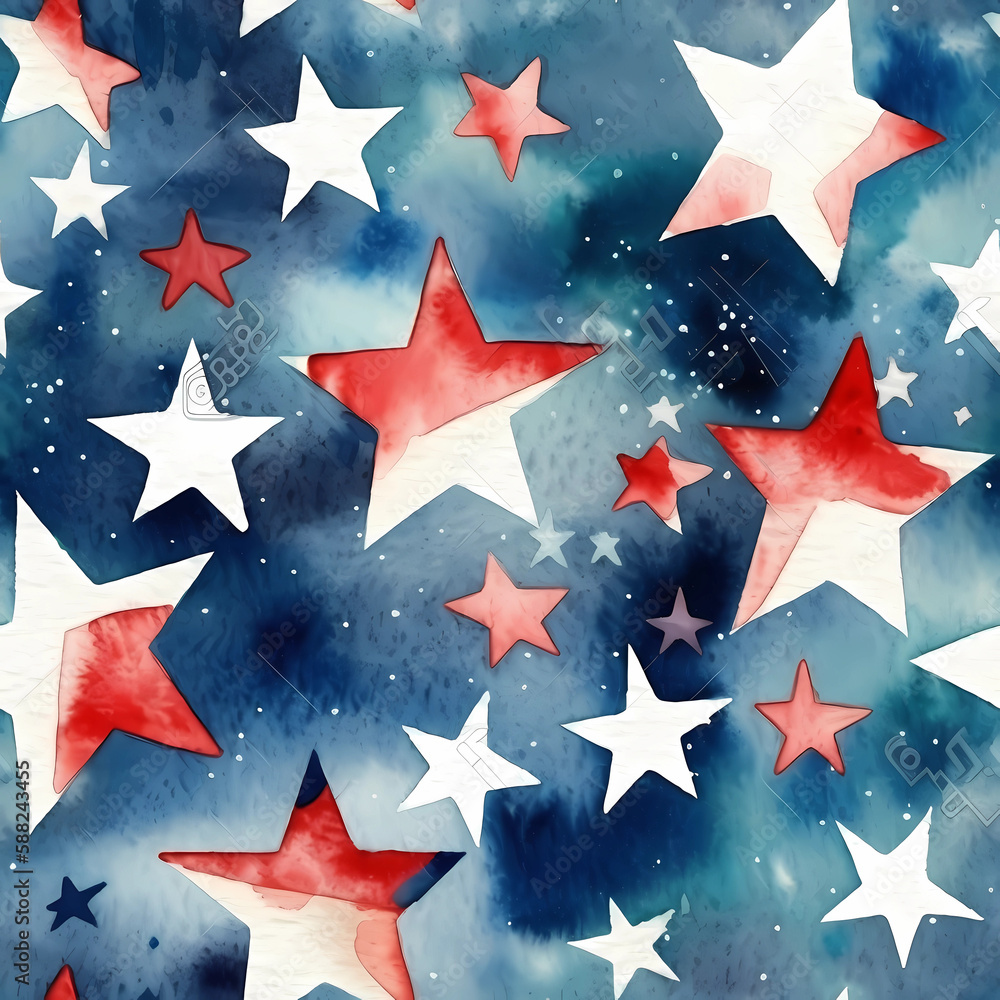 red and blue stars and stripes themed seamless backdrop pattern ...