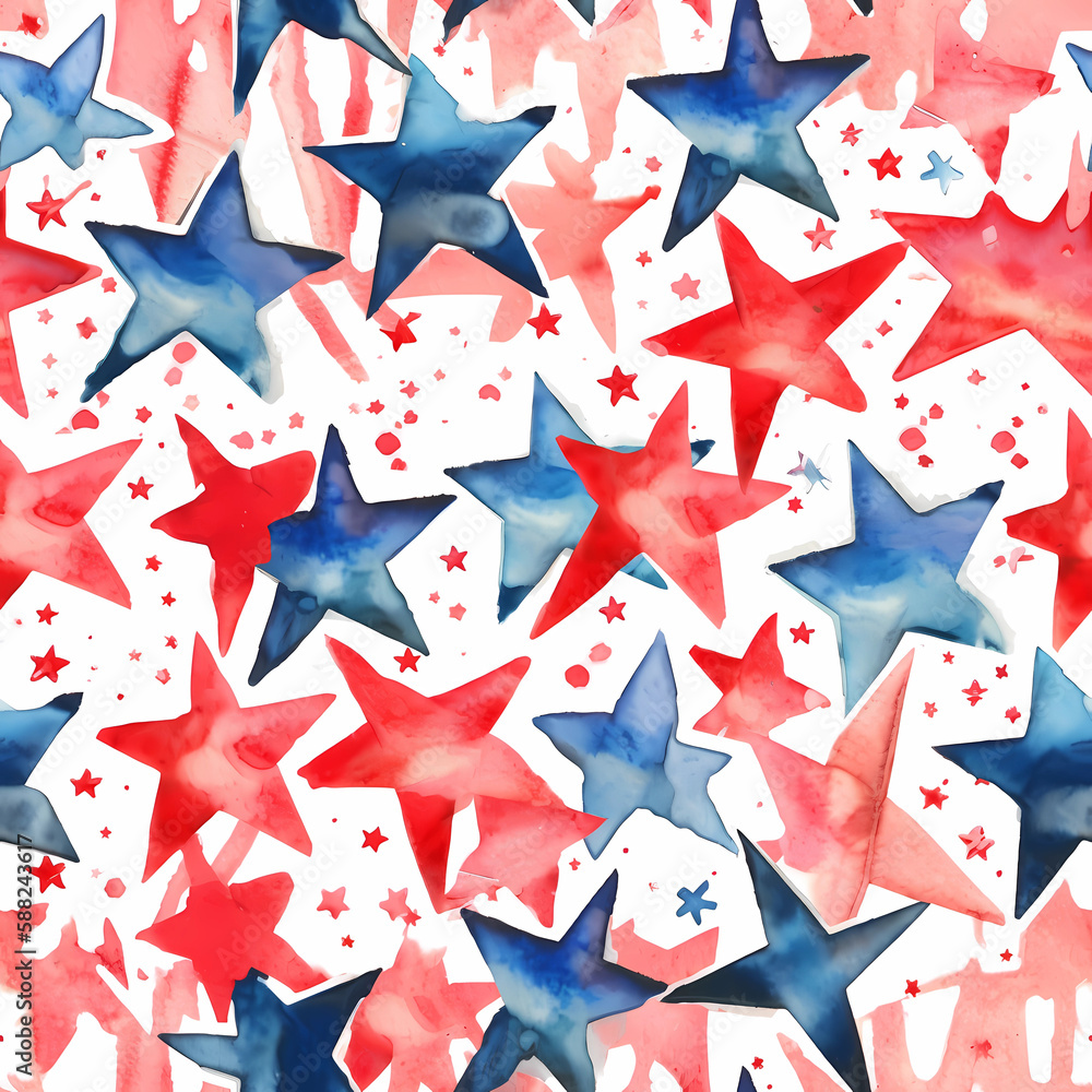 red and blue stars and stripes themed seamless backdrop pattern ...