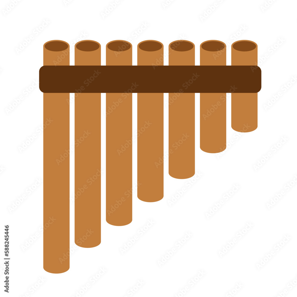pan flute flat vector illustration logo icon clipart Stock Vector ...