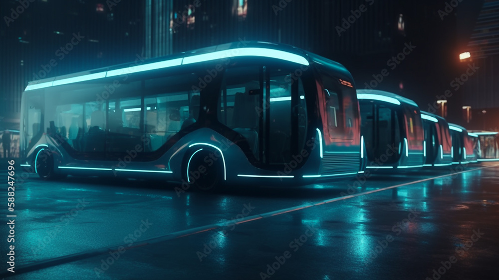 Autonomous self driving bus vehicle, for public transport. Advanced ...