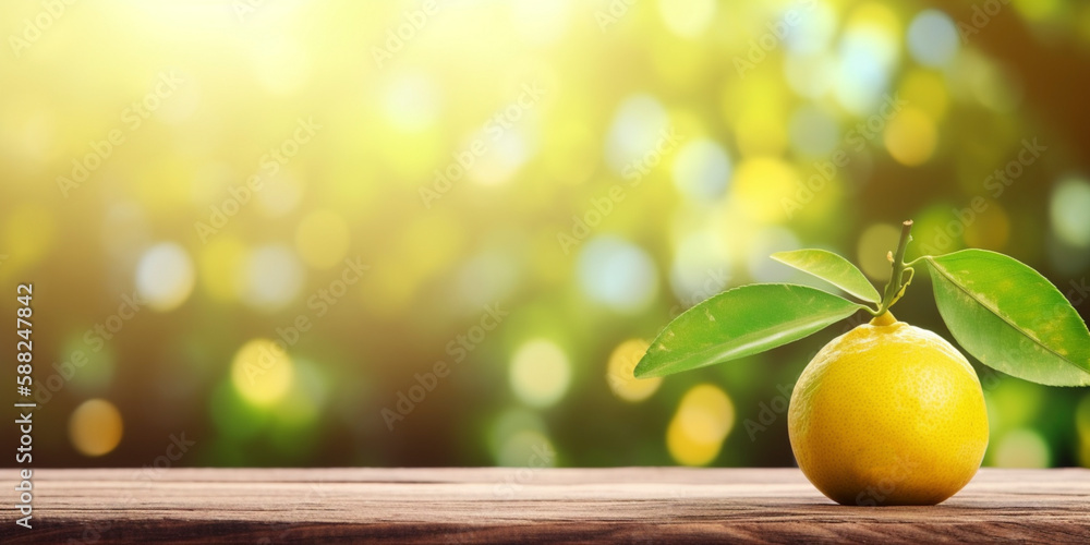 Lemon tree garden background created with generative Ai technology ...