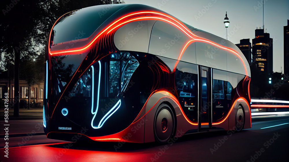 Autonomous self driving bus vehicle, for public transport. Advanced ...