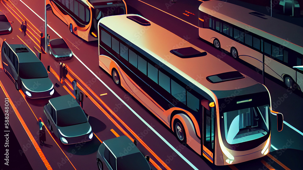 Autonomous self driving bus vehicle, for public transport. Advanced ...