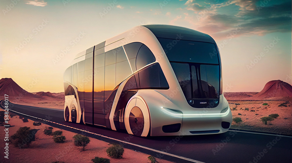 Autonomous self driving bus vehicle, for public transport. Advanced ...