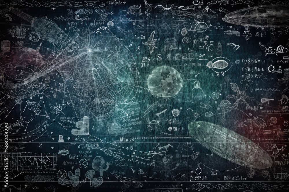Chalkboard Displaying Complex Math and Science Concepts: Engaging ...