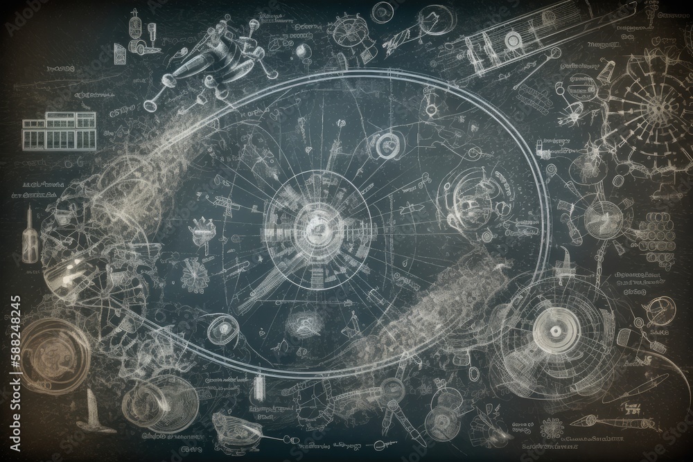 Chalkboard Displaying Complex Math and Science Concepts: Engaging ...