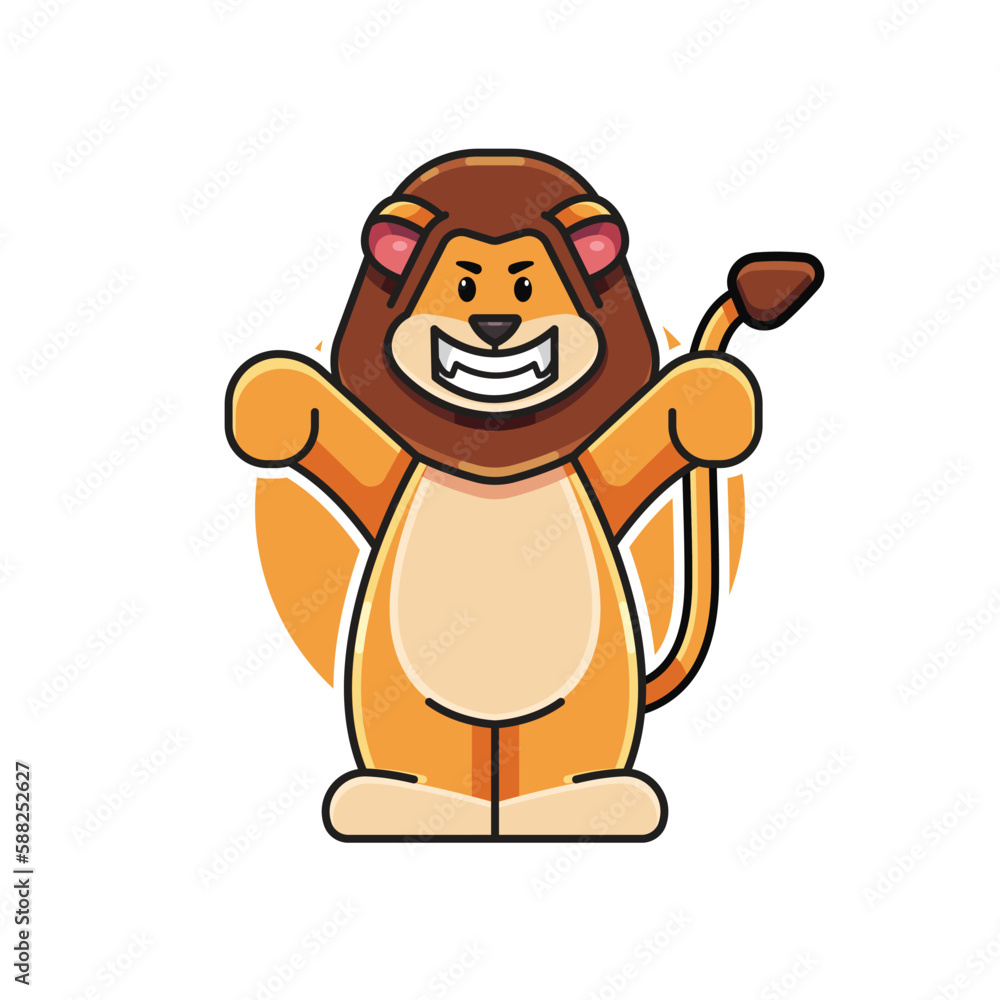cartoon vector illustration of a funny lion character being scared ...