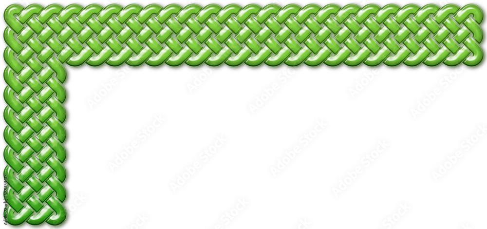 L-shaped frame with Celtic knot, green. L-shaped border made with ...