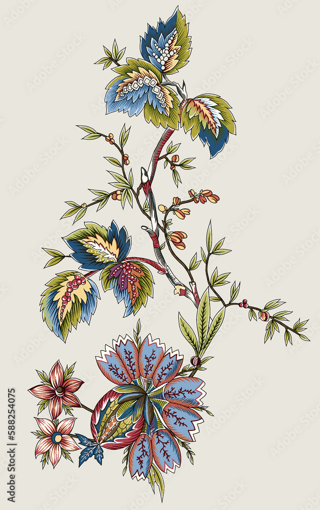 A beautiful floral composition for creating apparel design. Stock ...