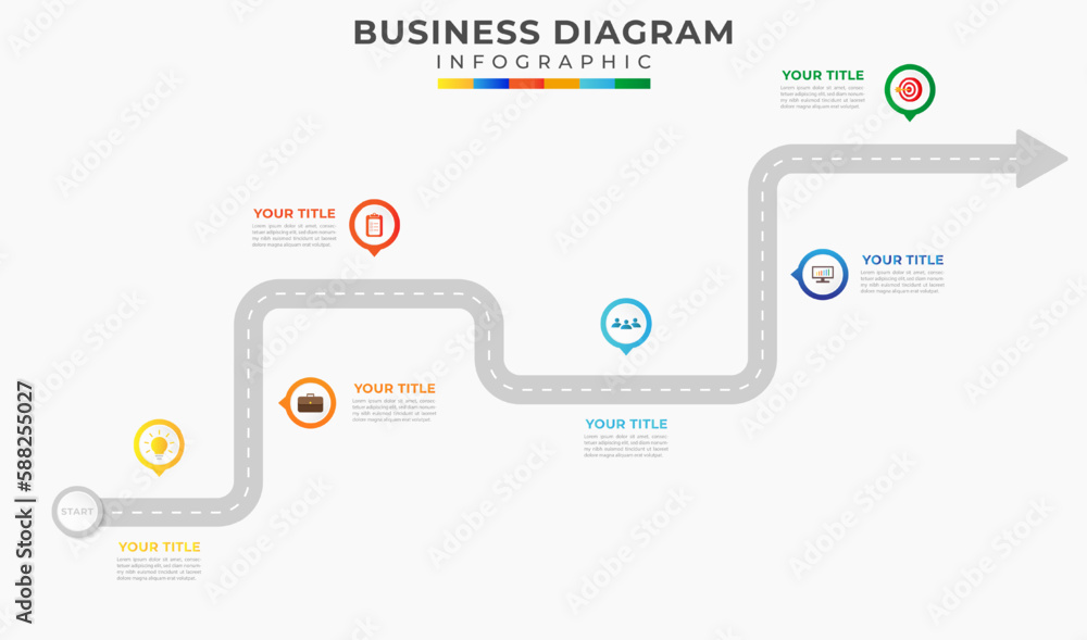6 Steps modern Timeline diagram calendar with arrows Stock Vector ...