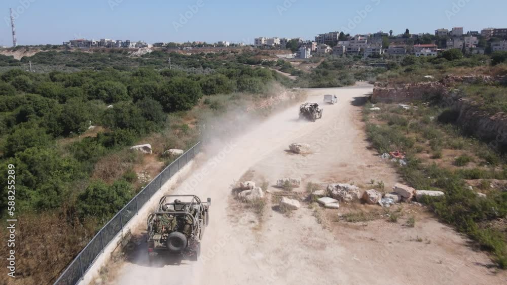 IDF guards patrolling borders of Israel protecting it Stock Video ...