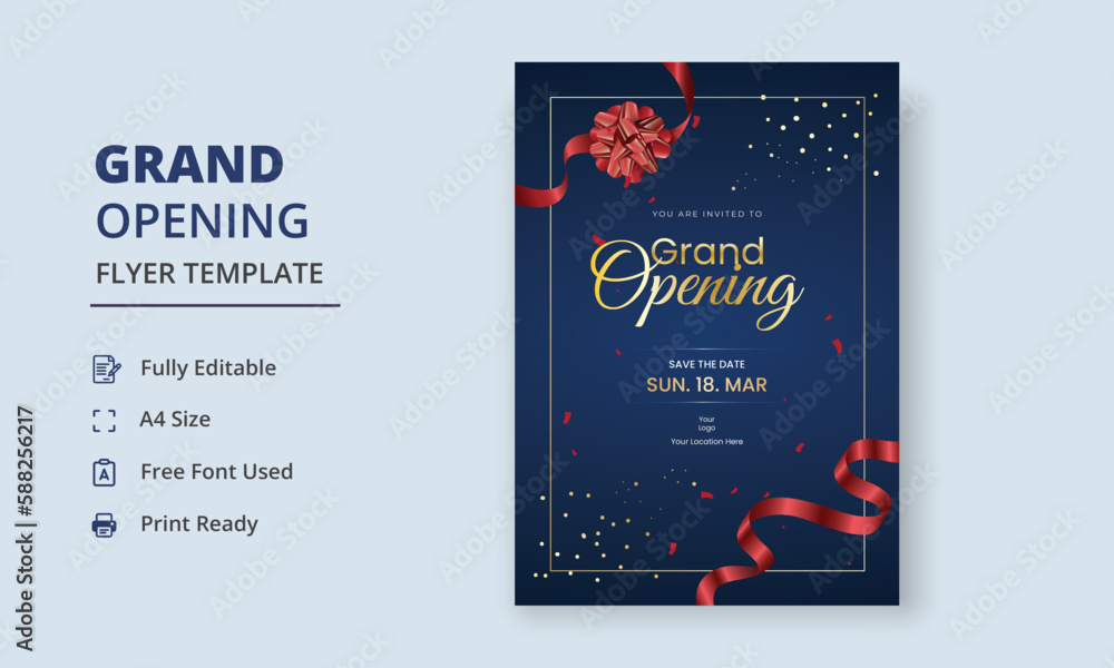 Grand Opening Flyer Template, Realistic grand Opening Invitation ...