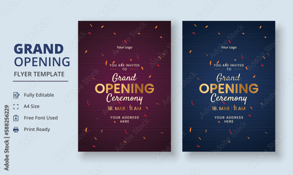 Grand Opening Flyer Template, Realistic grand Opening Invitation ...