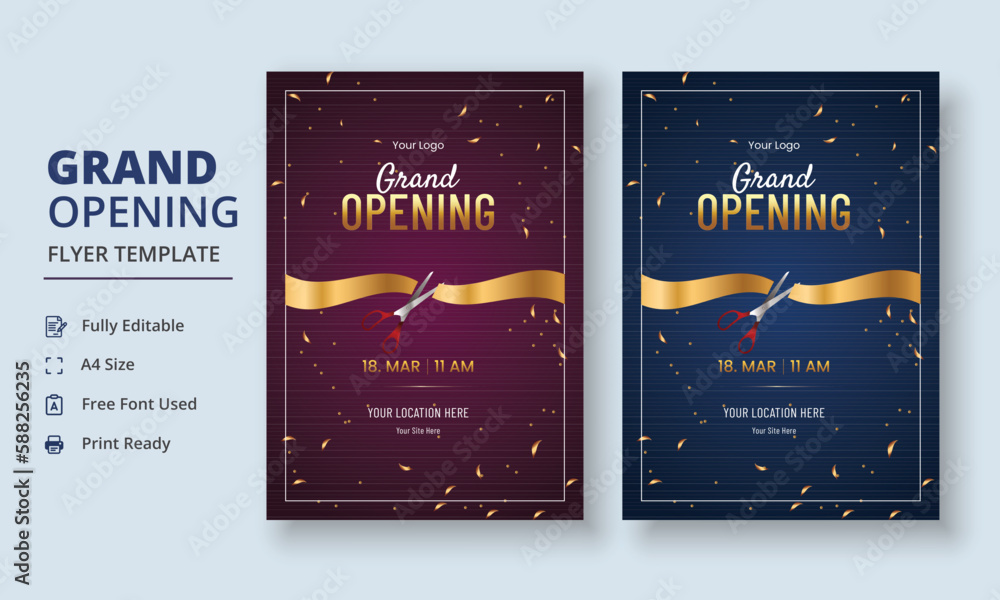 Grand Opening Flyer Template, Realistic grand Opening Invitation ...
